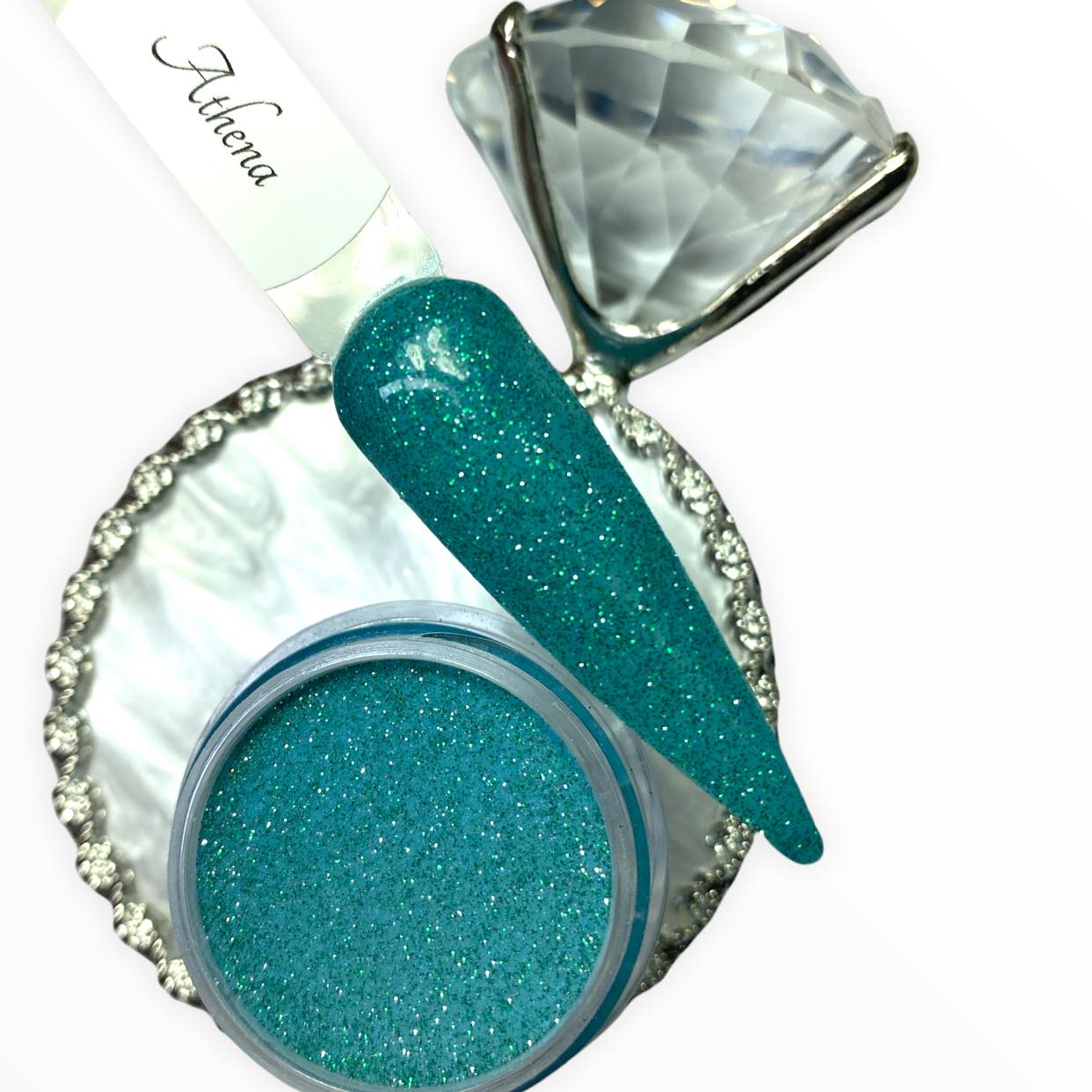 Athena Glitter Teal Dip Powder – Royal House of Beauty